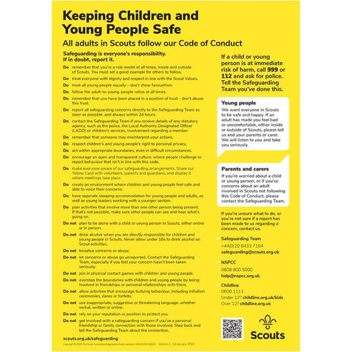 Young People First Yellow Card (A3 Poster) – Basingstoke Scout Shop